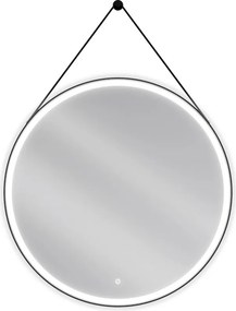 Mexen Reni koupelnové podsvícené zrcadlo, kulaté 90 cm, LED 6000K, protizamlžení, černý rám - 9812-090-090-611-70