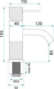 Umyvadlová baterie REA LUNGO STRIPE nízká, zlatá kartáčovaná