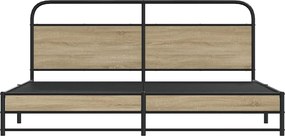 Kovový rám postele bez matrace kouřový dub 200 x 200 cm 3318677