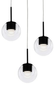 Závěsná lampa Kundalini Dew 3 LED třísvětelná černá