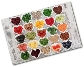 Wallmuralia Kuchyňská deska velká skleněná Zdravá výživa 80x52 cm