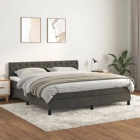 Box spring postel s matrací tmavě šedá 160x200 cm samet,  3141492
