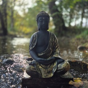 Betonová zahradní figurka meditující Buddha zlatá 38 Cm, 12 kg, dekorace z betonu