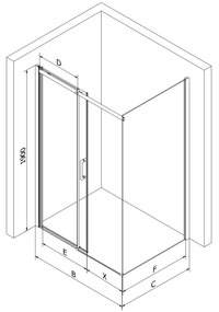 Mexen Omega rozsouvací sprchový kout 130 x 80 cm, Průhledné, Zlatá - 825-130-080-50-00