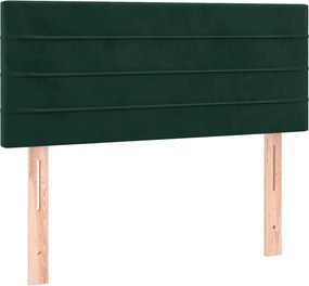 Box spring postel s matrací a LED tmavě zelená 80x200 cm samet 3134432