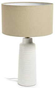 Bílá/béžová keramická stolní lampa s textilním stínidlem (výška 58 cm) Mijal – Kave Home
