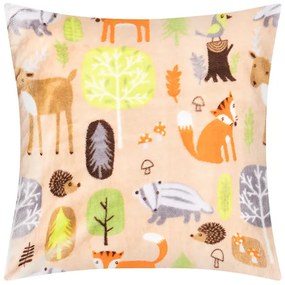 Bellatex Polštářek ELLÍK dětský motiv 35x40 cm Zvířátka v lese Béžová,Oranžová