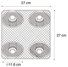 Průmyslové stropní bodové svítidlo černé se dřevem 4-světlo - Jasmine