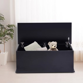 HOMCOM Dřevěný úložný box s víkem, nosnost max. 120 kg pro ložnici a obývací pokoj 100x40x40 cm Černý