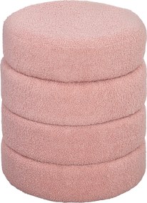HOMCOM Taburet, kulatý, teddy fleece, do 120 kg, Φ40x45H cm, růžová