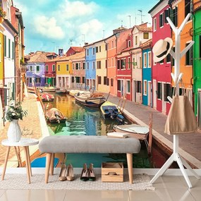 Fototapeta pastelové domečky v městečku - 225x150 cm