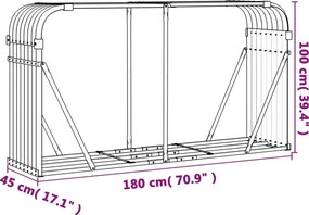 vidaXL Stojan na dřevo 180 x 45 x 100 cm pozinkovaná ocel [364564] Barva: Stříbrná