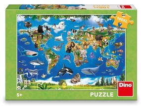 Dino Puzzle Mapa zvířat 100 XL dílků