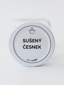 Samolepka na kořenky SUŠENÝ ČESNEK průhledná 5 cm tučné písmo