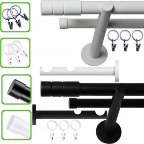 Garnýž Dvojitá 360 CM Silná Trubka 25+19 MM Garnýž Černá Matná Bílá