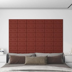 Nástěnné panely 12 ks vínové 30 x 15 cm umělá kůže 0,54 m² - Default Title
