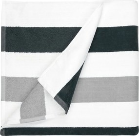 The One Towelling® Pruhovaná plážová osuška - Antracit / světle modrá