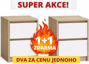 Noční stolek KARIN dub sonoma/bílá 1+1 ZDARMA
