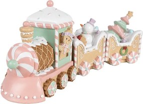 Barevný vánoční perníkový vláček Gingerbread Train Pastello - 45*12*19 cm