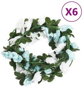 Umělé květinové girlandy 6 ks modré a bílé 240 cm - Default Title