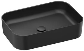 Ravak Ceramic Slim umyvadlo na desku 55x37 cm černá mat bez otvoru pro baterii, bez přepadu XJX0D155001