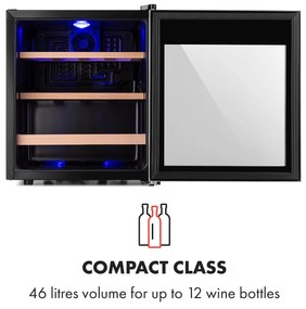 Vinetage 12 Uno, chladnička na víno, 12 lahví, 46l, 4-18°C, 40dB, sklo
