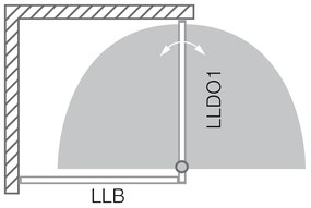 Sprchové dveře jednokřídlé v kombinaci s boční stěnou LLDO1+LLB Viz technická specifikace Intimglass Brillant LLDO1/900+LLB/700 900 700 LLDO1/900_LLB/700_br_ig