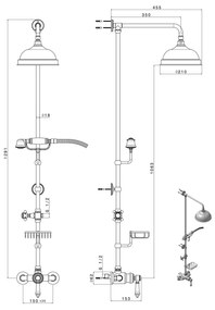 Sapho VIENNA sprchový sloup s pákovou baterií, mýdlenka, 1291mm, chrom VO138