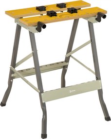 Skládací pracovní stůl DURHAND se 4 svorkami, 100 kg nosnost, ocelová konstrukce, pracovní deska pro dílnu, garáž a staveniště, 62,5x60,5x78,5 cm, še…
