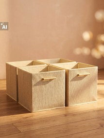 Sinsay - Úložný box s pleteným předním dílem - béžová
