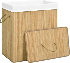 Bambusový koš na prádlo se 2 přihrádkami 100 l 320740