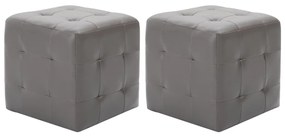 Noční stolky 2 ks - umělá kůže - šedé | 30x30x30 cm