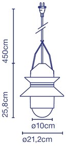 Marset A654-003 Santorini, závěsné svítidlo hořčicové barvy, 1x8W E27, výška 25,8m, IP67
