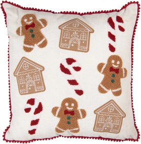 Vánoční dekorační polštář GingerBread s motivem perníčků - 40*40*4 cm
