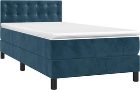 Box spring postel s matrací a LED tmavě modrá 90x190 cm samet 3134619