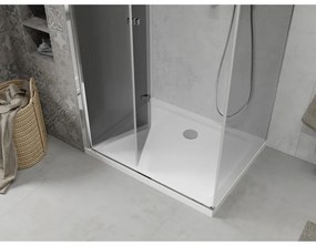 Mexen Lima skládací sprchový kout 100 x 110 cm, Grafitově černá, Chromovaná + sprchová vanička Flat, Bílá - 856-100-110-01-40-40