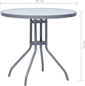 Zahradní stůl světle šedý 80 cm ocel a sklo 312215