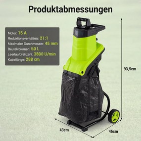 Costway Zahradní drtič elektrický 2500 Nožový drtič W na větve