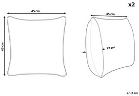 Sada 2 polštářů s geometrickým vzorem 45 x 45 cm zelená se zlatou CASSIA Beliani