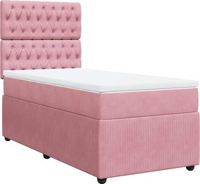 Box spring postel s matrací růžová 100x200 cm samet 3294573