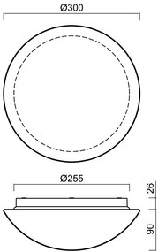 Osmont 71152 Aura 8, stropní/nástěnné svítidlo z triplexového skla 2x7W E27 IP65, průměr 30cm