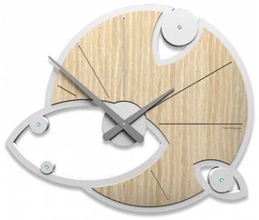 Designové hodiny 10-128 CalleaDesign Andromeda 54 x 45cm (více variant dýhy) Barva bílá-1 - RAL9003 Dýha bělený dub - 81