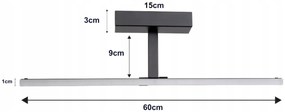 BERGE Nástěnné svítidlo LED do koupelny - 60 cm - 14 W černé