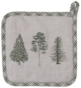 Béžová bavlněná chňapka - podložka se stromky Natural Pine Trees - 20*20 cm