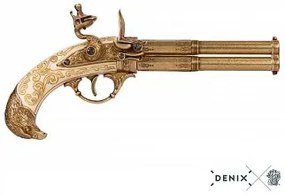 Křesadlová pistole 18.století dvouhlavňová, Francie