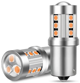 Led autožárovka led žárovka py21w ba15s 15smd 3,5w oranžová