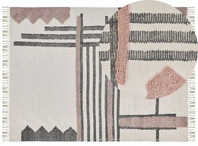 Bavlněný koberec 160 x 230 cm béžová/černá MURADIYE Beliani