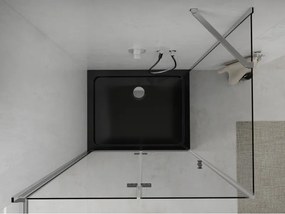Mexen Lima, sprchový kout se skládacími dveřmi 100 (dveře) x 90 (stěna) cm, 6mm čiré sklo, chromový profil + slim sprchová vanička černá + chromový sifon, 856-100-090-01-00-4070