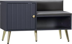 HOMCOM Šatní lavice Botník v art deco stylu, syntetický povrch, zlatá ocel, rozměry 80 x 33 x 49 cm, šedá