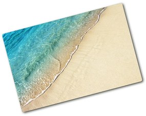 Wallmuralia Kuchyňská deska skleněná Vlna na pláži 80x52 cm